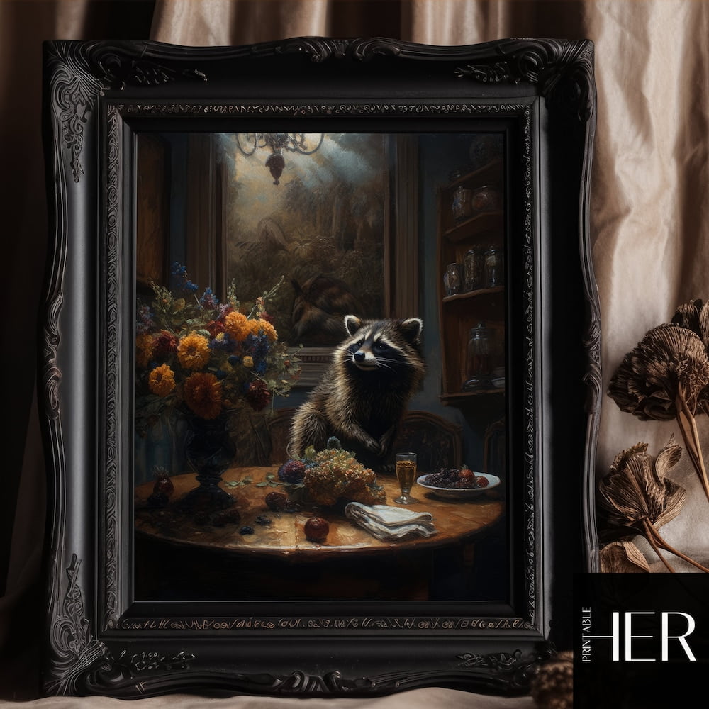 Kna Prints - Moody Raccoon In Victorian Mansion Dark Cottagecore Forest ...