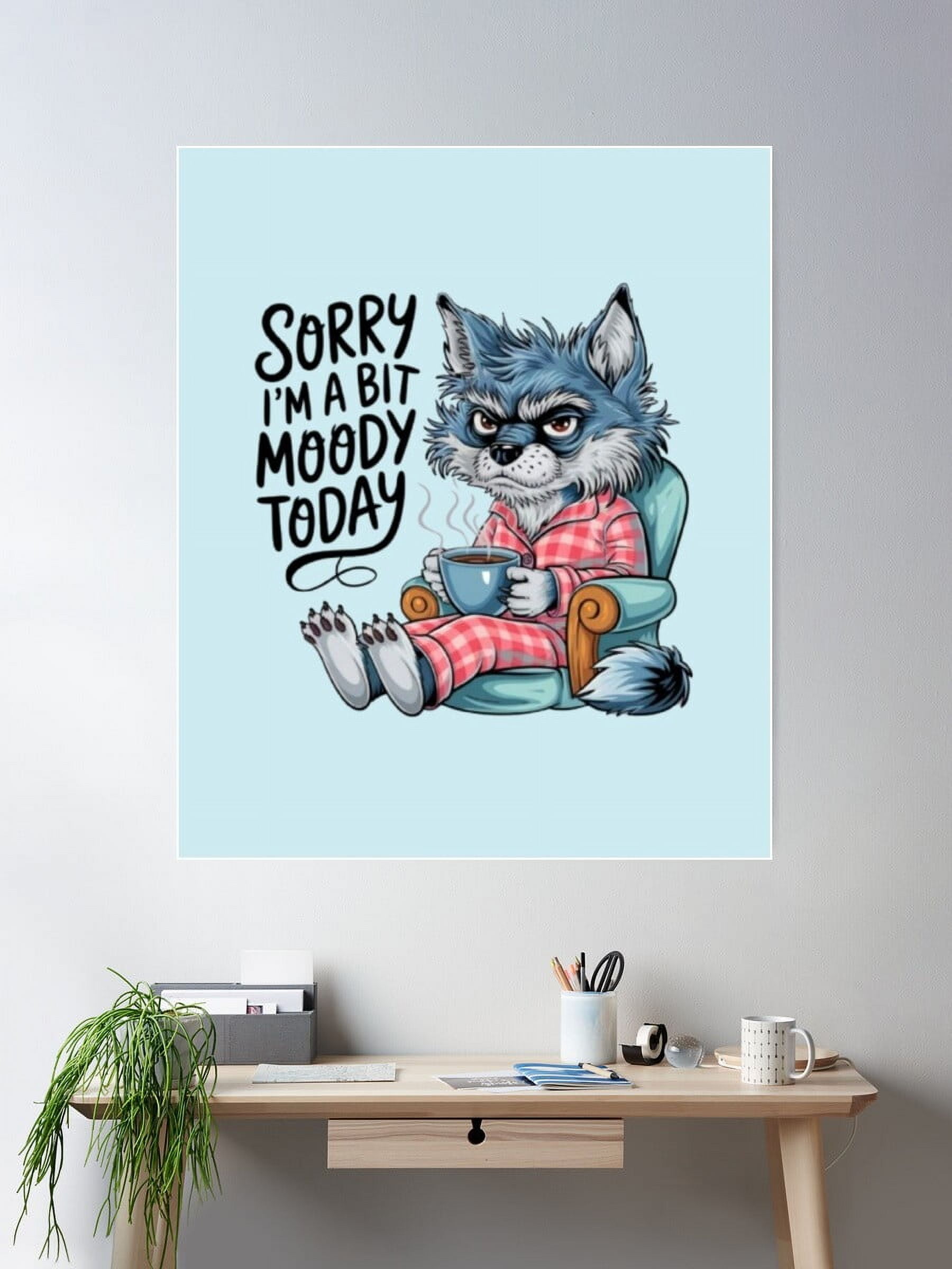 Kna Prints - Moody Wolf Grumpy Morning Grouch Coffee Poster, UNFRAMED-24x36 - Walmart.com