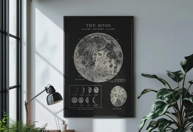Kna Prints - Moon Phases Vintage Poster Art Board Print | Moon Phases ...
