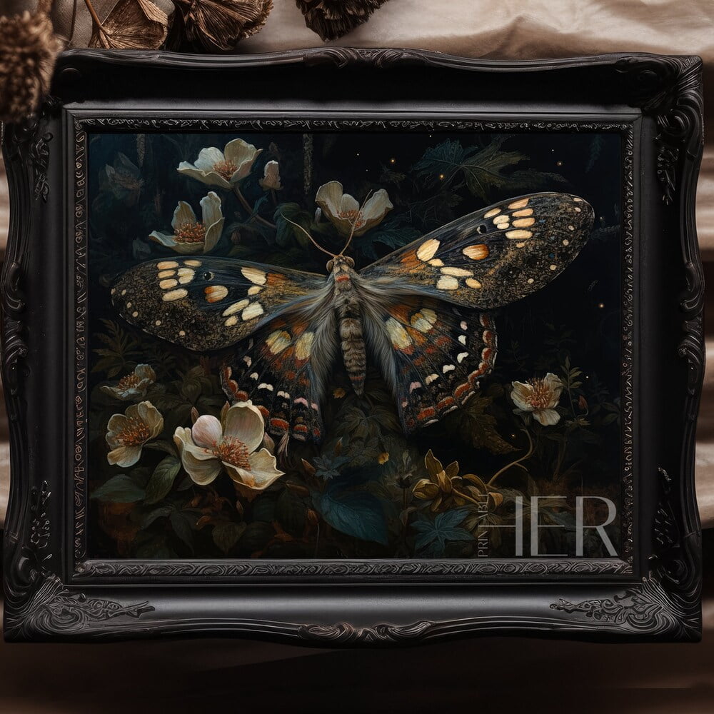 Kna Prints - Moth In Deep Forest Core Dark Cottagecore Academia Gothic ...