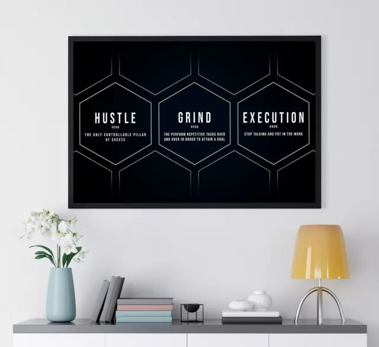 Kna Prints - Motivational Poster Hustle Grind Execution Inspirational ...