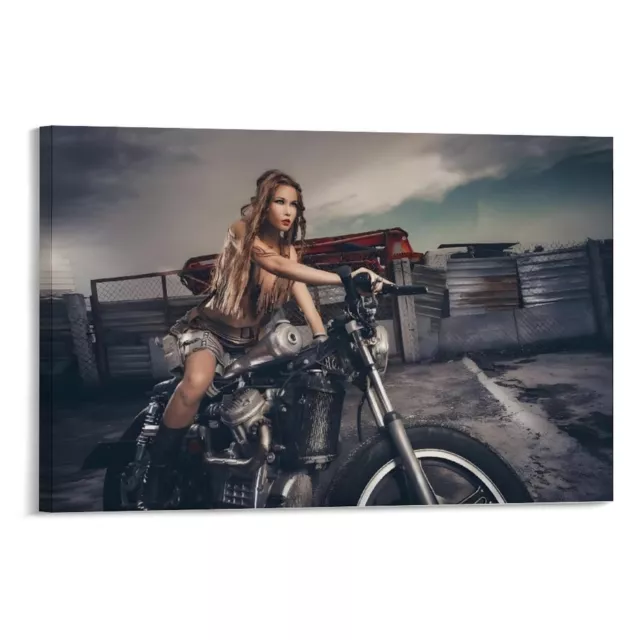 Kna Prints - Motorcycle Girl Poster Gift Art Modern Office Decor Home ...