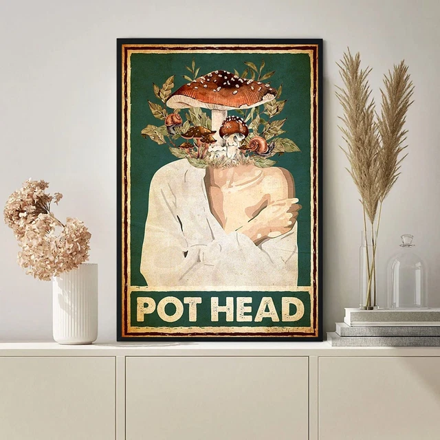 Kna Prints - Mushroom Pot Head Poster, Hippie Girl Poster, Hippie Room ...