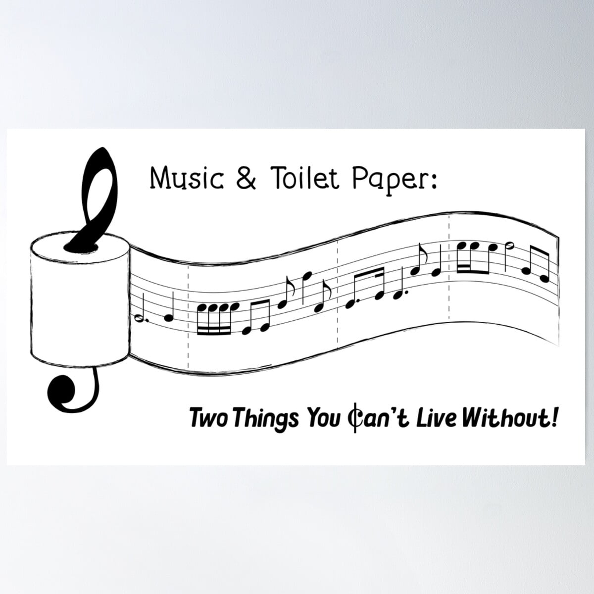 Kna Prints - Music And Toilet Paper Bathroom And Music Humor Wall Art ...