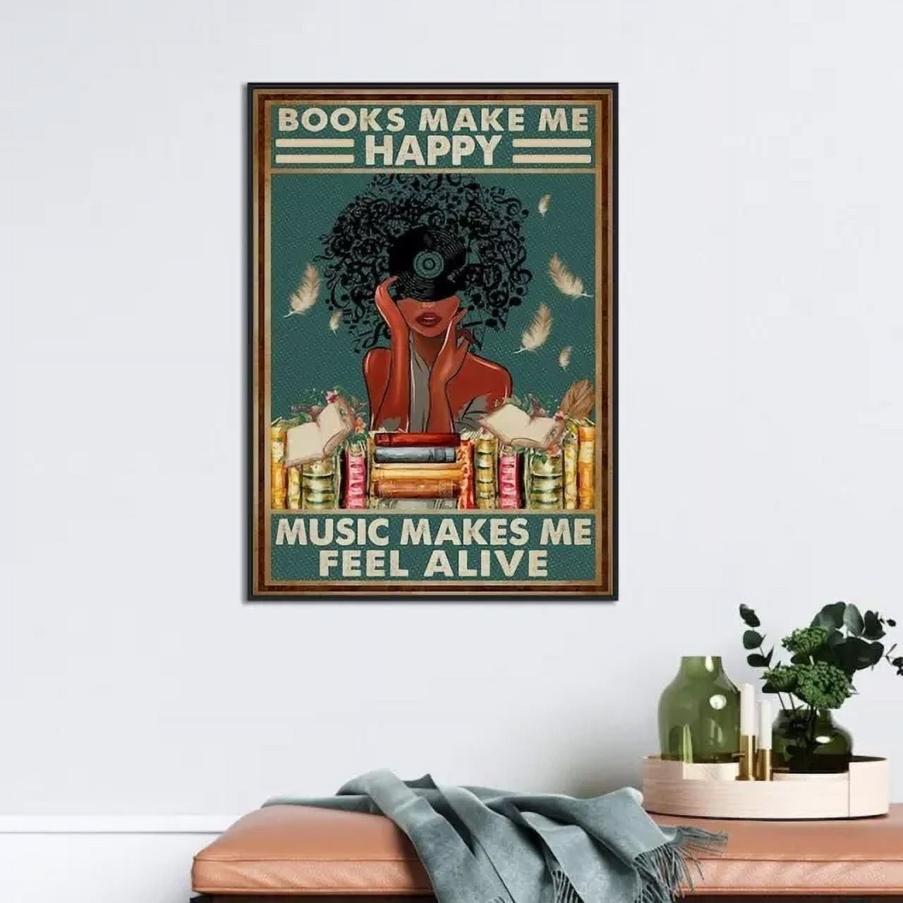 Kna Prints - Music Vintage Poster, Books Make Me Happy Music Makes Me ...