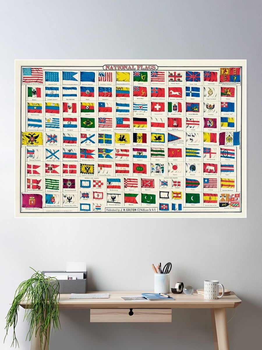 Kna Prints - National Flags - Vintage For Home Decor, Living Room ...