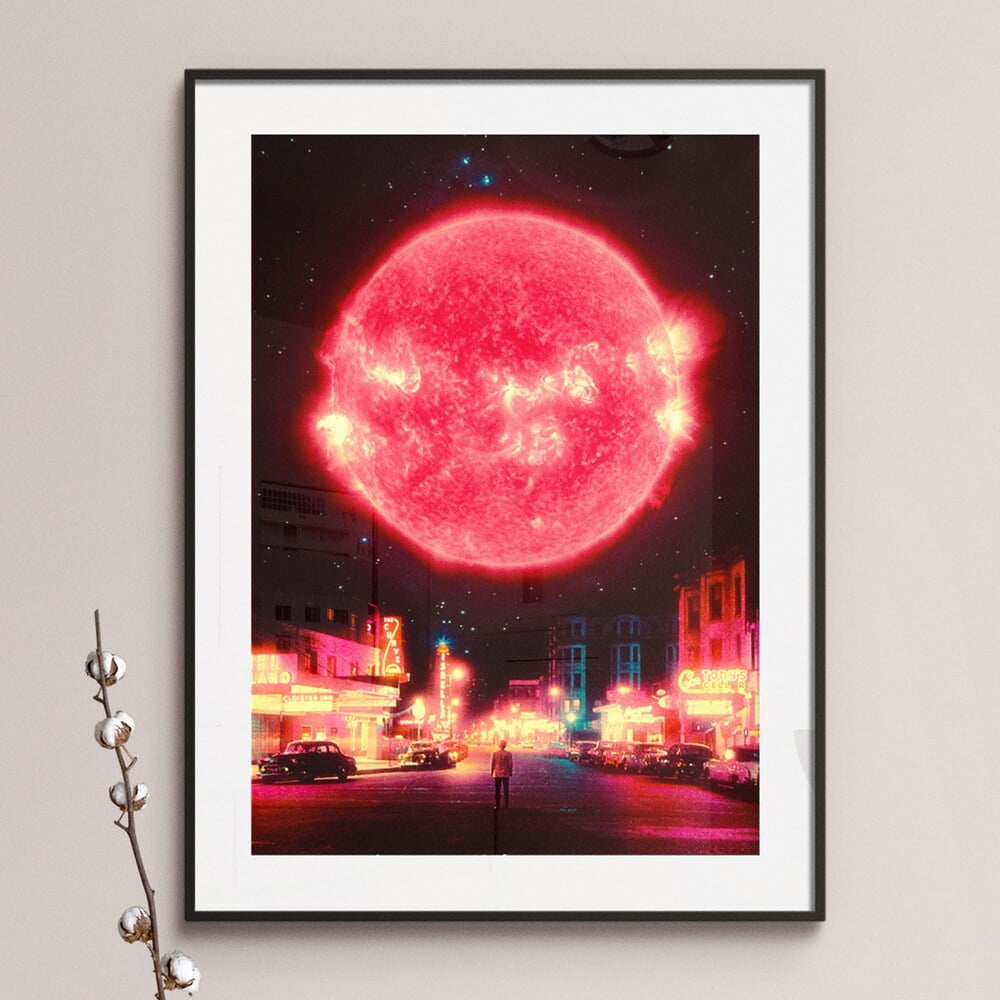 Kna Prints - Neon Nightfall, Retro Futurism, Cosmos, Vintage Collage ...