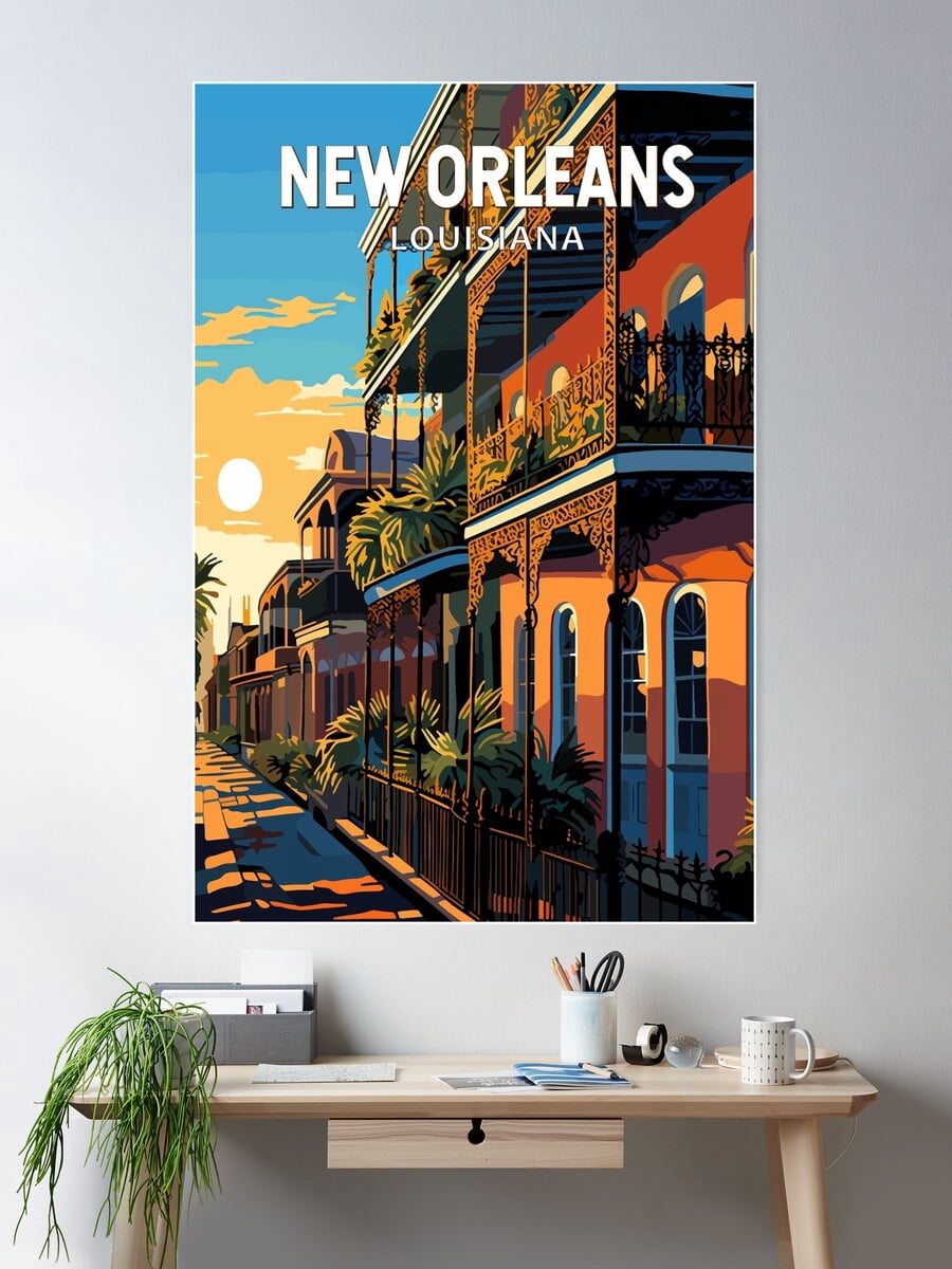 Kna Prints - New Orleans Louisiana Travel Art Vintage Poster Wall Art ...