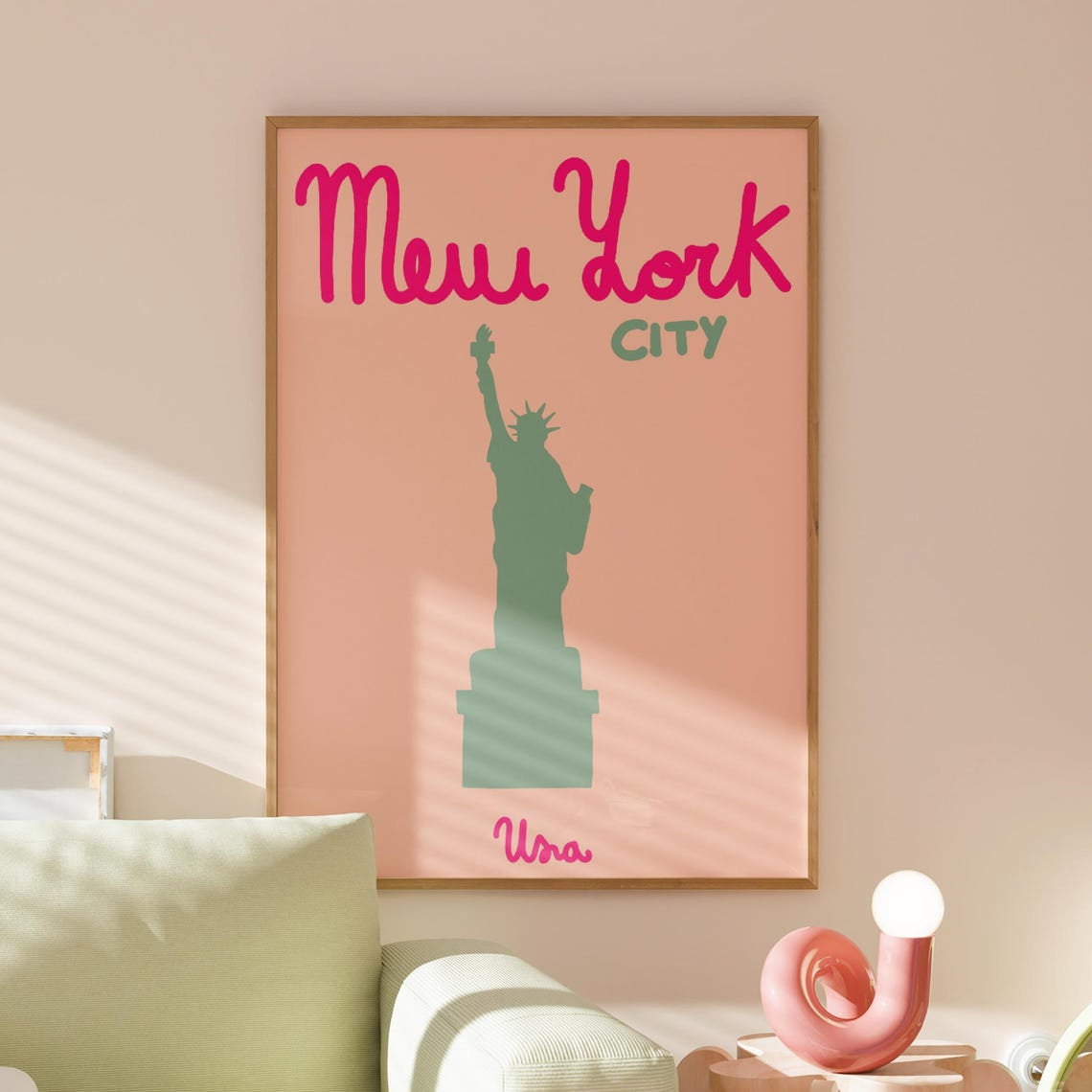 Kna Prints - New York City Poster, Preppy Travel Wall Art, Minimal ...