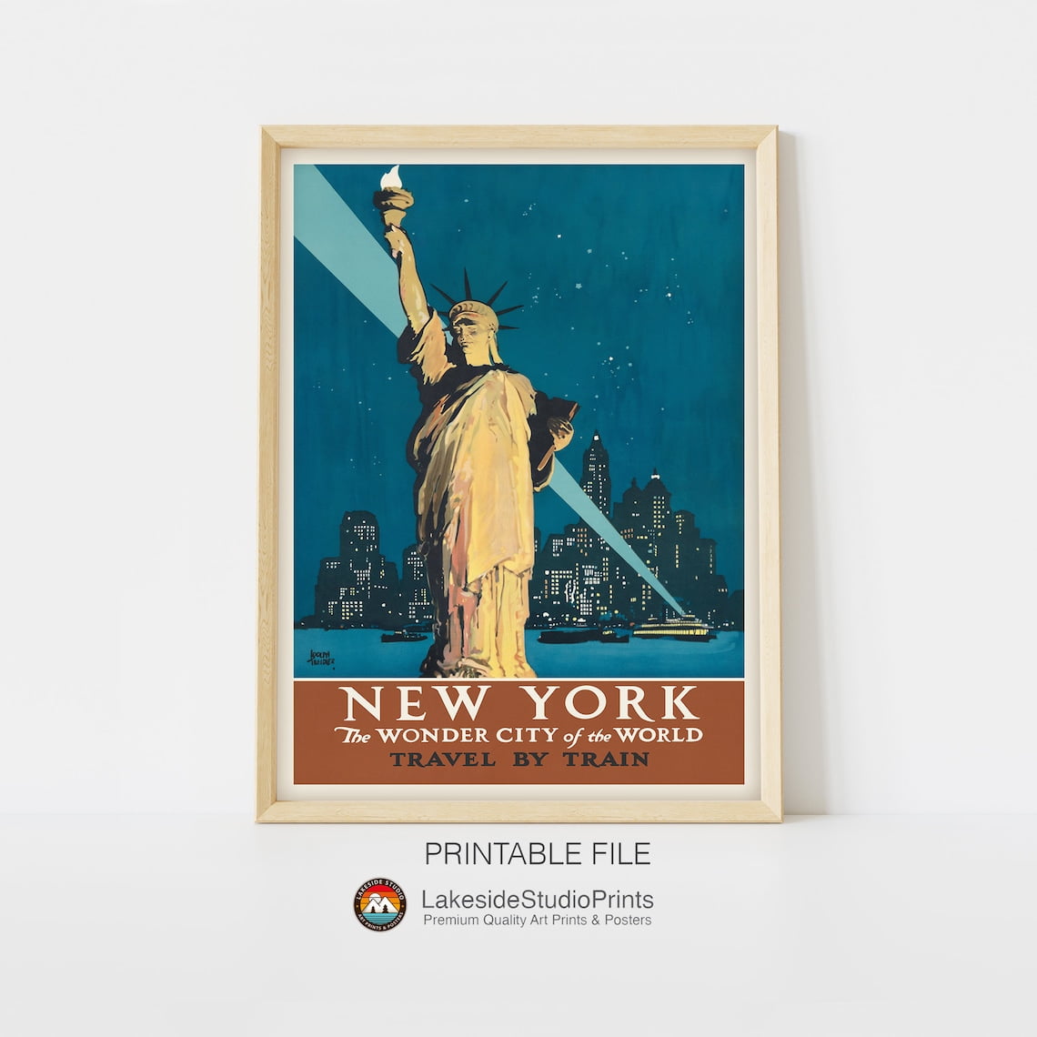 Kna Prints - New York Usa Retro Travel Poster Instant Download Vintage ...