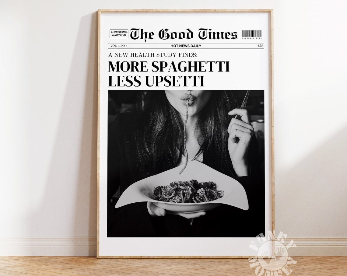Kna Prints - Newspaper Print More Spaghetti Less Upsetti Headline Print ...