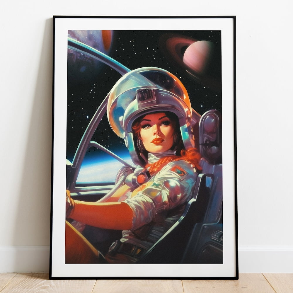 Kna Prints - Next Stop Mars, Retro Astronaut Woman On Mars, Space ...
