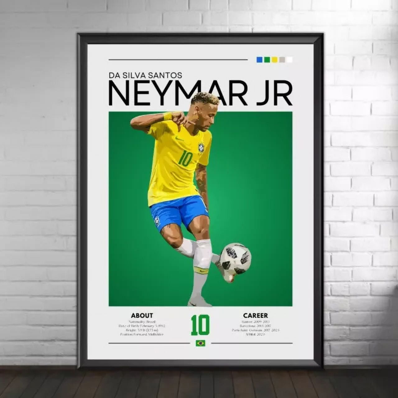 Kna Prints - Neymart Jr Brazil Shirt Poster Art Print - Iconic Footballer Poster - Kir 8331 ...