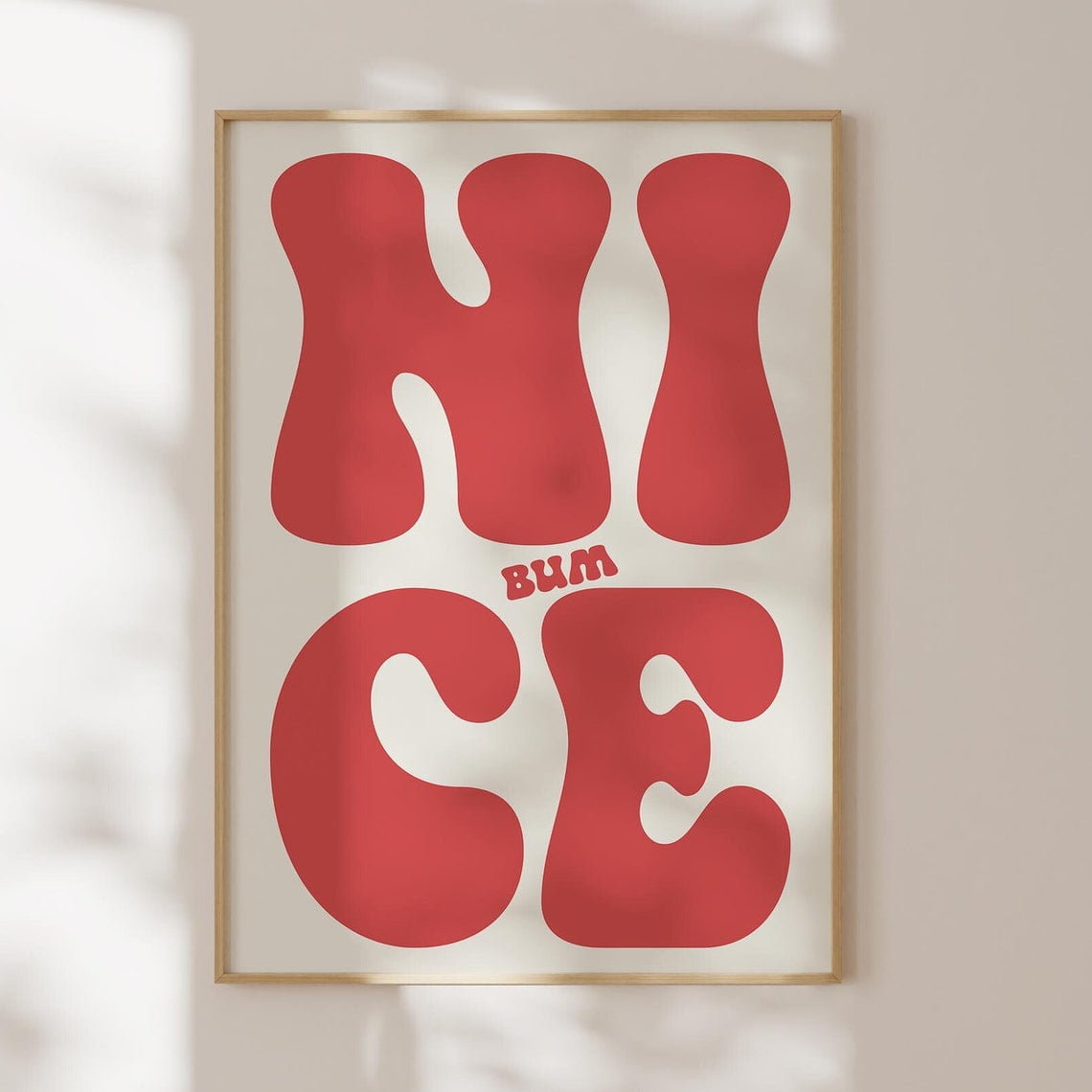 Kna Prints - Nice Bum Print In Red, Funny Bathroom Art Print, Restroom ...