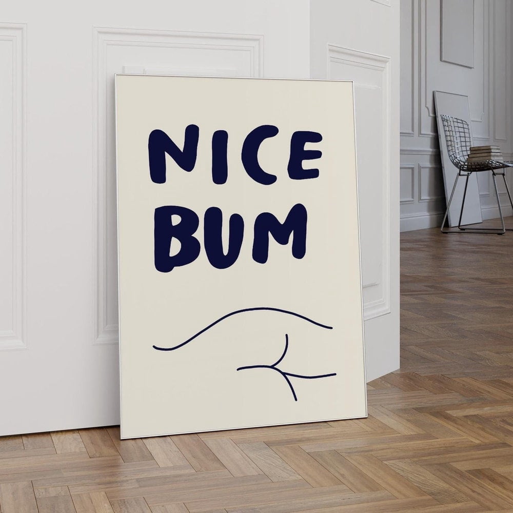 Kna Prints - Nice Bum Print, Typography Poster, Cute Bathroom Print ...