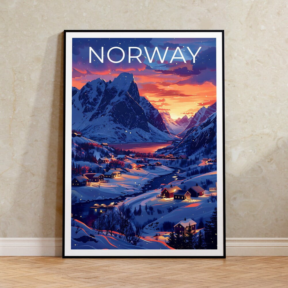 Kna Prints - Norway Travel Poster, Winter Wall Art, Europe Print ...