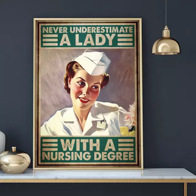 Kna Prints - Nurse Never Underestimate A Lady Poster Print Art Vintage ...