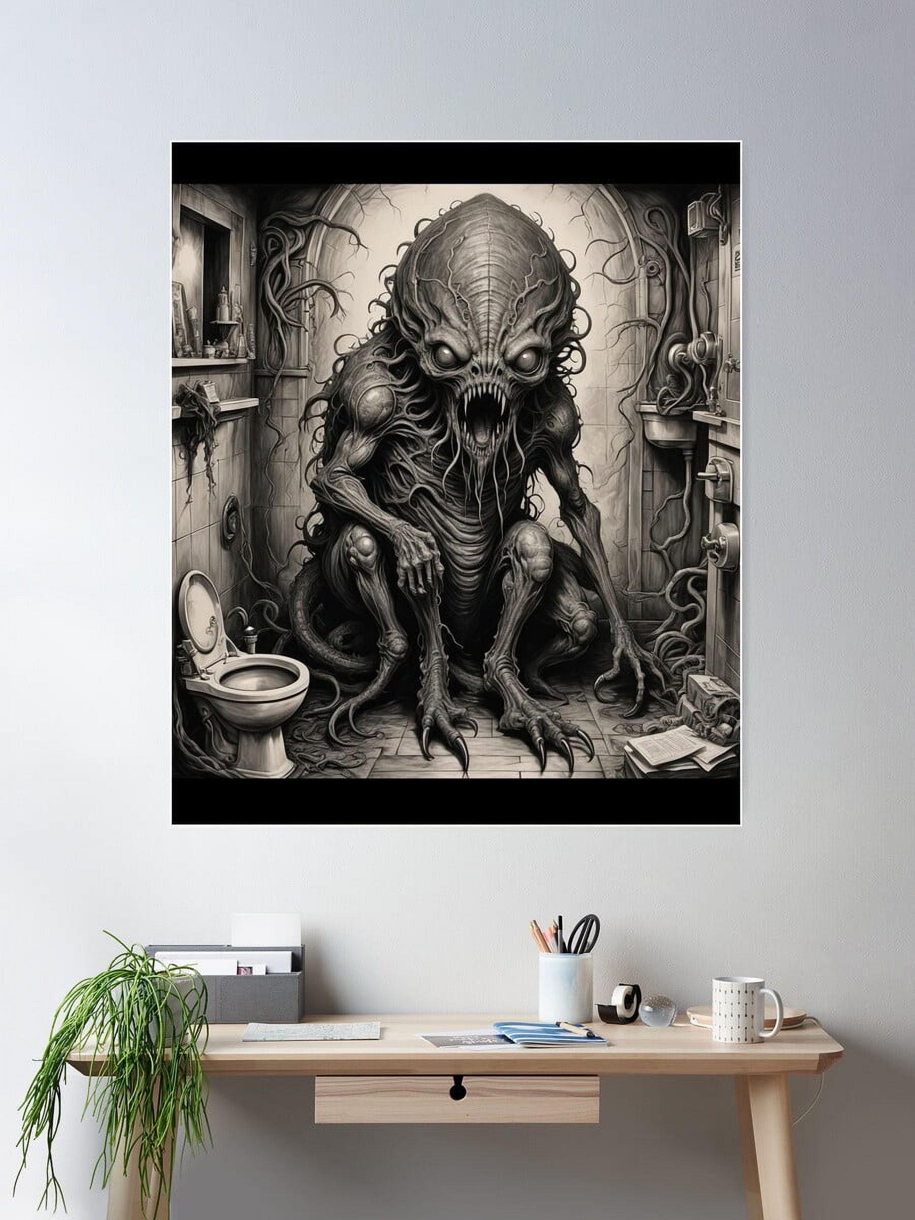 Kna Prints - Occupied- Cosmic Horror Bathroom For Home Decor, Living Room, Bedroom, Office ...