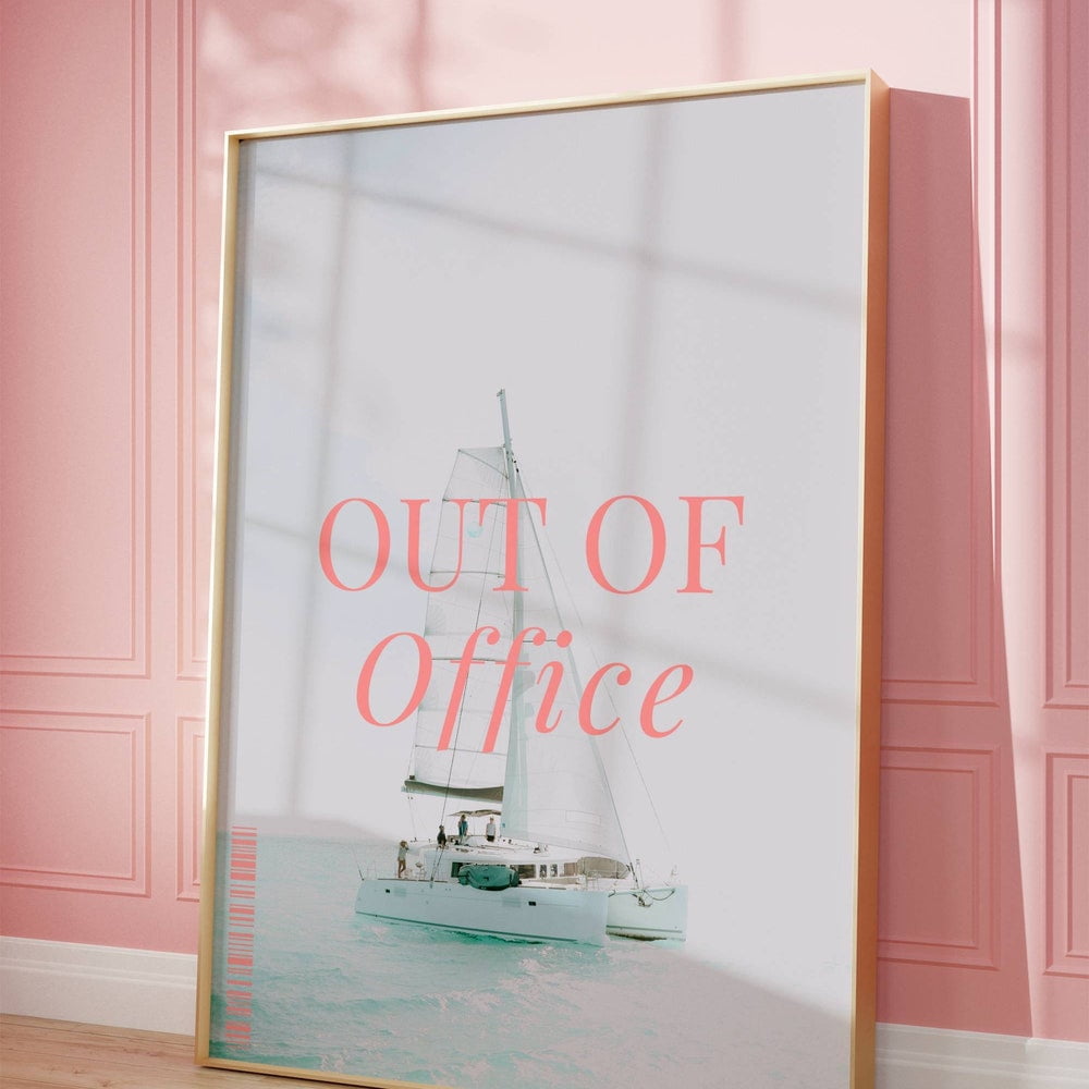 Kna Prints - Out Of Office Poster, Retro 70S Wall Print, Aesthetic Beach Print, Boat Poster ...