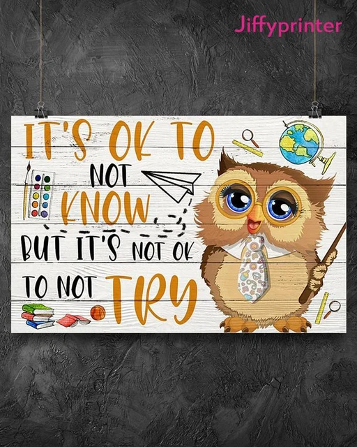 Kna Prints - It'S Ok To Not Know But It'S Not Ok To Not Try Owl ...