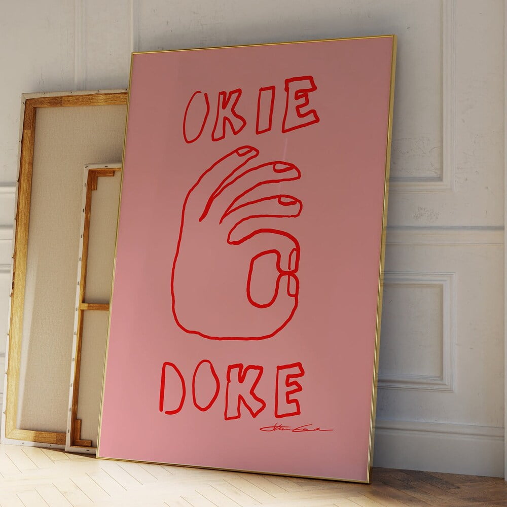 Kna Prints - Okie Doke Print, Mid Century Print, Aesthetic Wall Art, Trendy Pink And Red Print ...