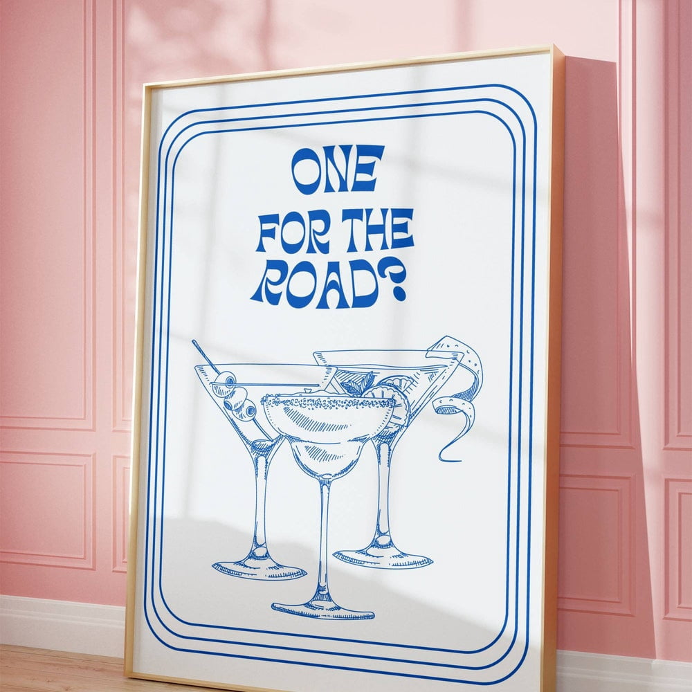 Kna Prints - One For The Road, Trendy Wall Poster Print, Retro Bar Cart ...