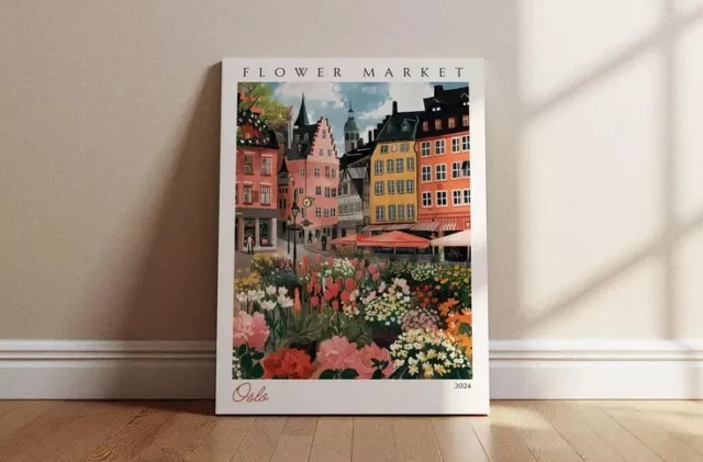 Kna Prints - Oslo Flower Market Poster | Floral Illustration Print ...