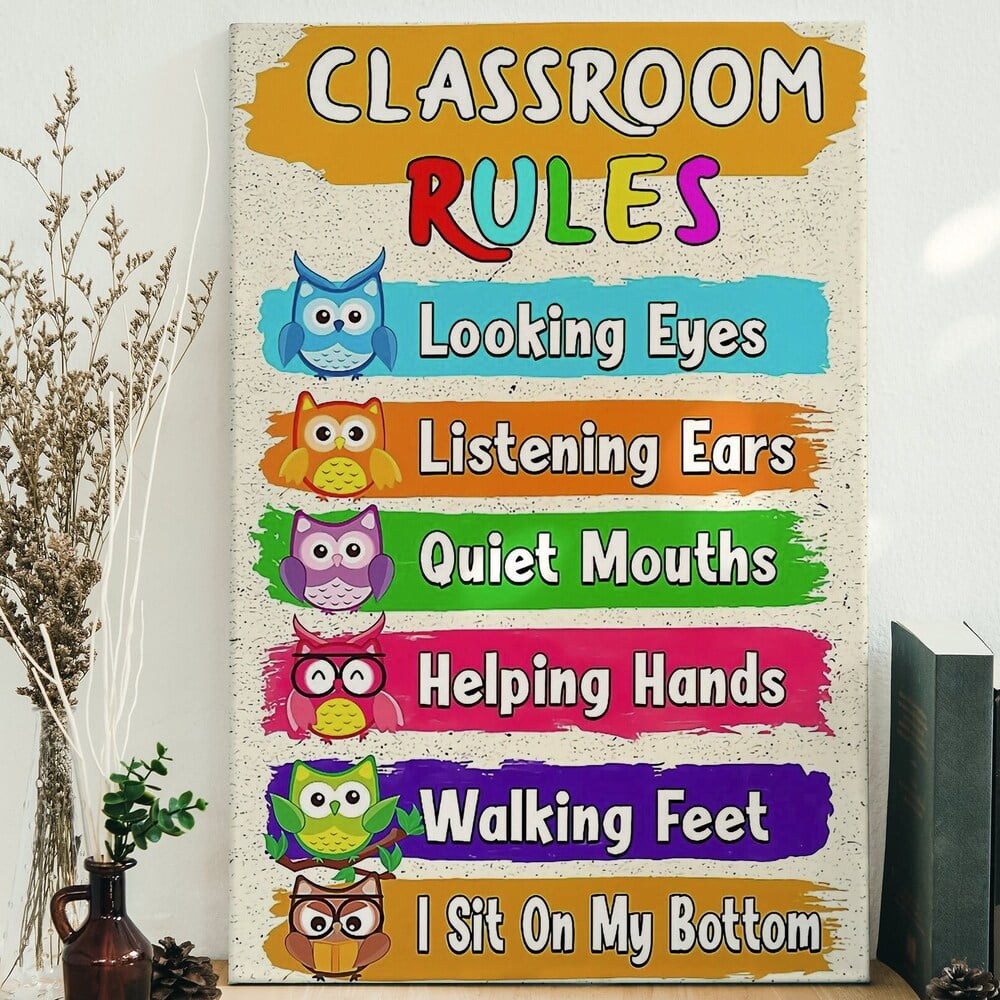 Kna Prints - Owl Classroom Rules Looking Eyes Listening Ears Quiet ...