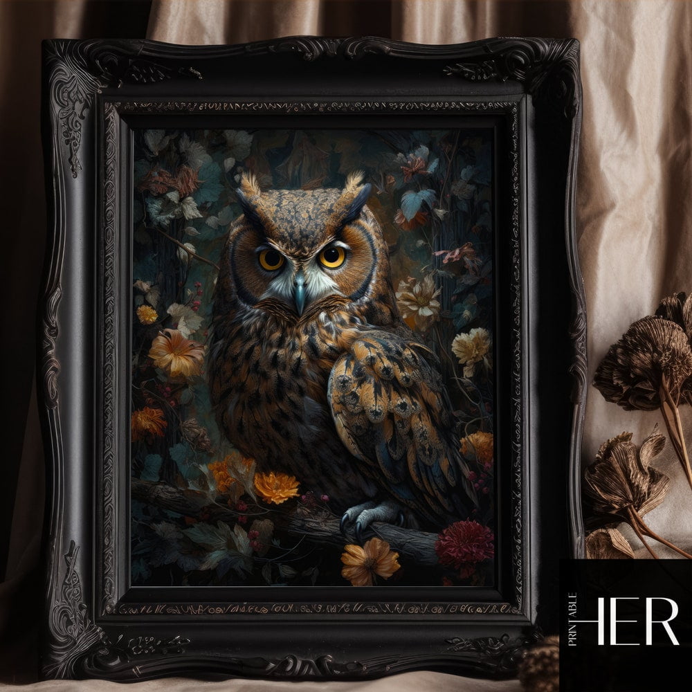 Kna Prints - Owl In Deep Magic Forest Core Dark Cottagecore Academia ...