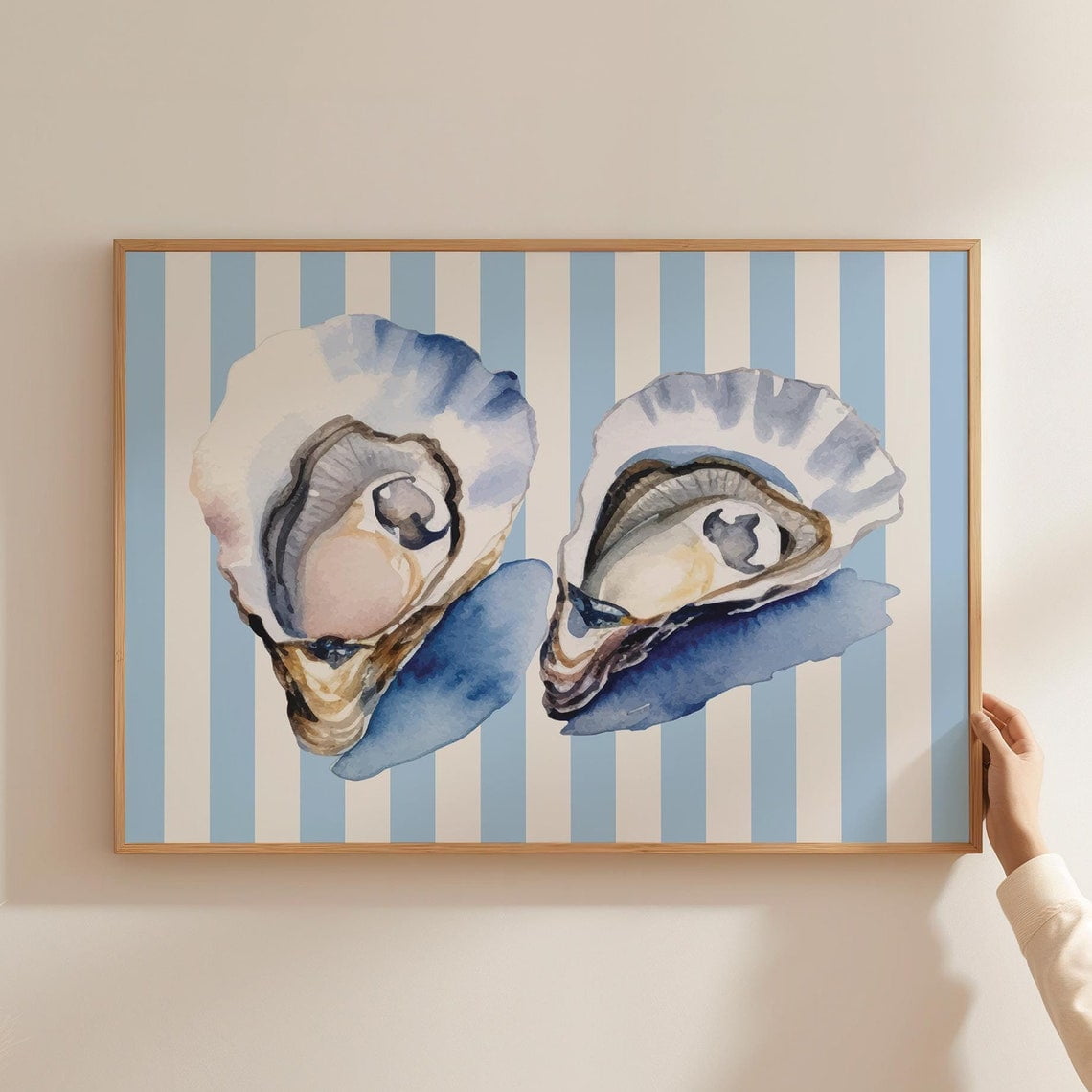 Kna Prints - Oysters Shell Watercolor Print, Coastal Beach House Wall Art, Summer Dining Room ...