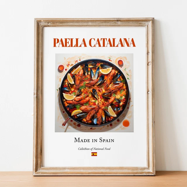 Kna Prints - Paella Catalana Maiolica Tile Print, Spanish Seafood Dish ...