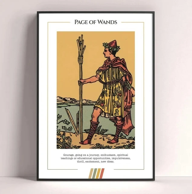 Kna Prints - Page Of Wands Tarot Card Poster, Tarot Art Print, Tarot ...
