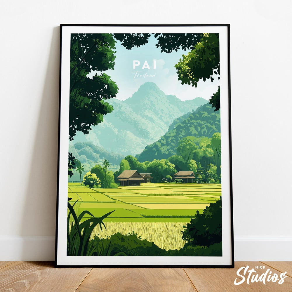 Kna Prints - Pai Traditional Travel Print, Thailand, Pai Poster, Pai ...