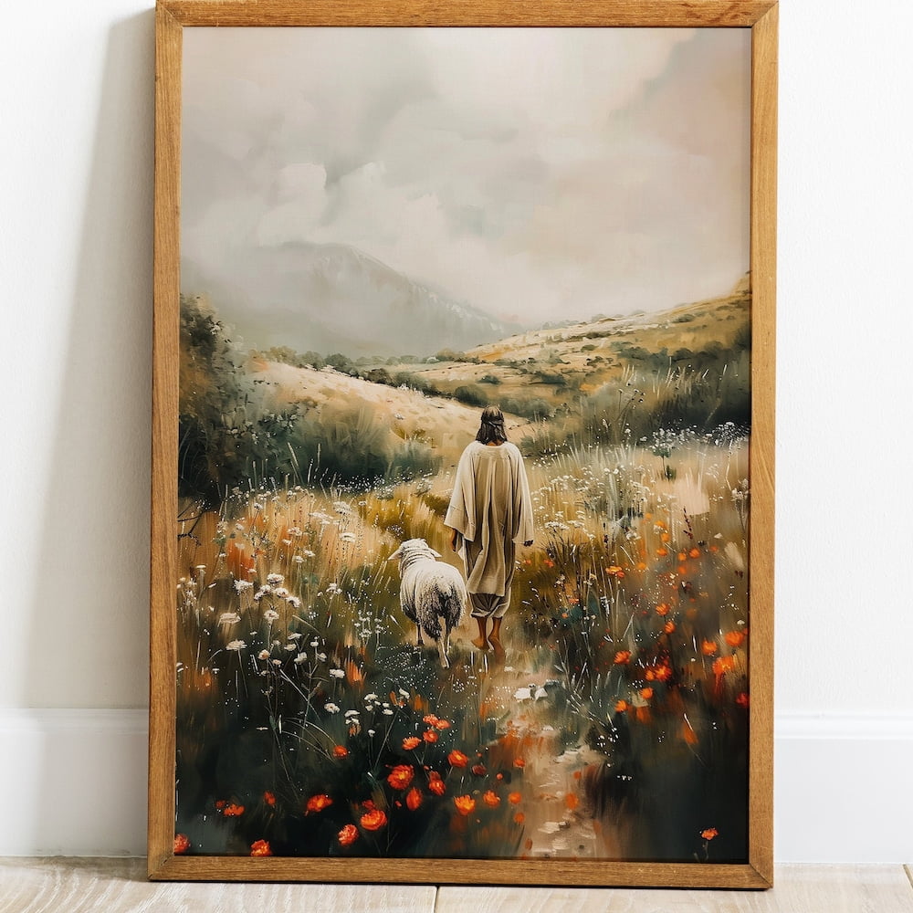 Kna Prints - Parable Of The Lost Sheep Wall Art, Jesus And Lamb ...