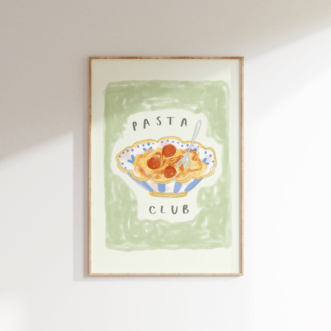 Kna Prints - Pasta Club Wall Print Pasta Tomato Illustration Aesthetic ...