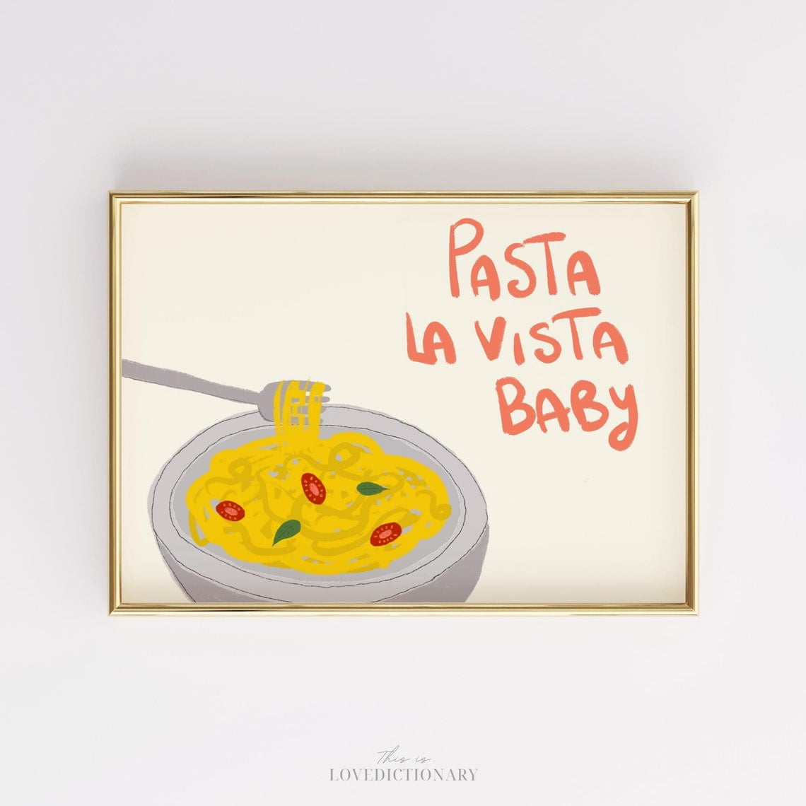 Kna Prints - Pasta La Vista Baby Art Print, Hand-Drawn Food Quote ...