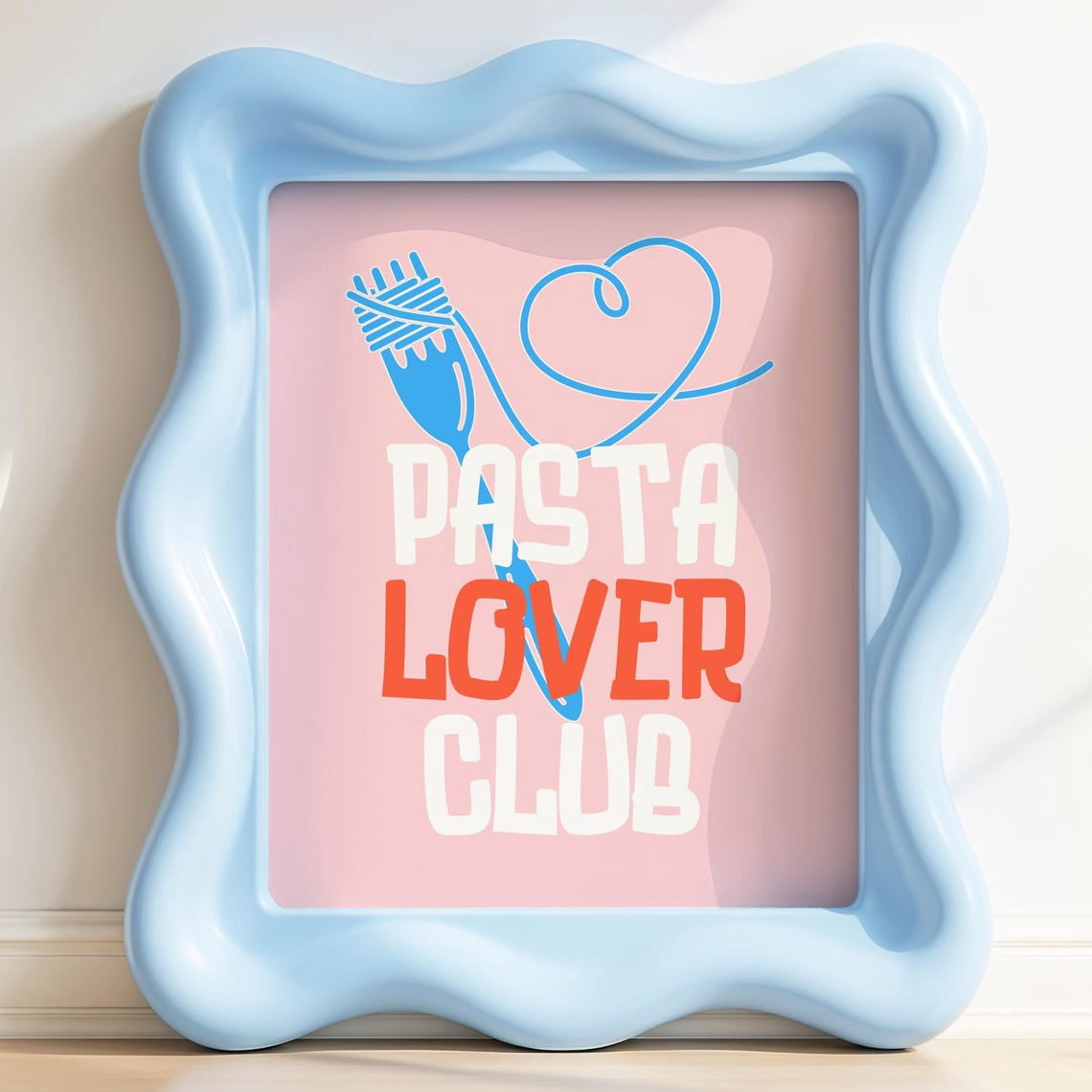 Kna Prints - Pasta Lover Club Print, Spaghetti Fork Wall Art, Italian ...
