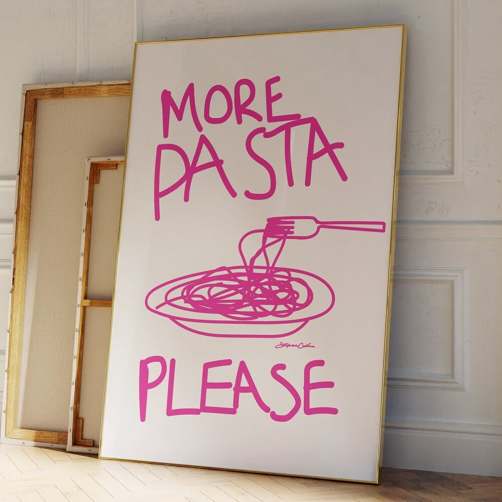 Kna Prints - More Pasta Please, Spaghetti Poster, Retro Food Print ...