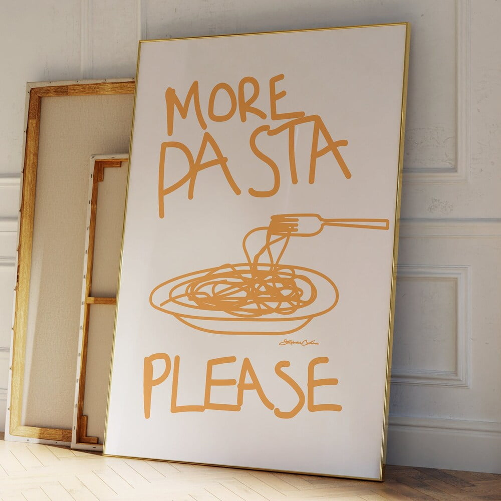 Kna Prints - More Pasta Please, Spaghetti Poster, Retro Food Print ...