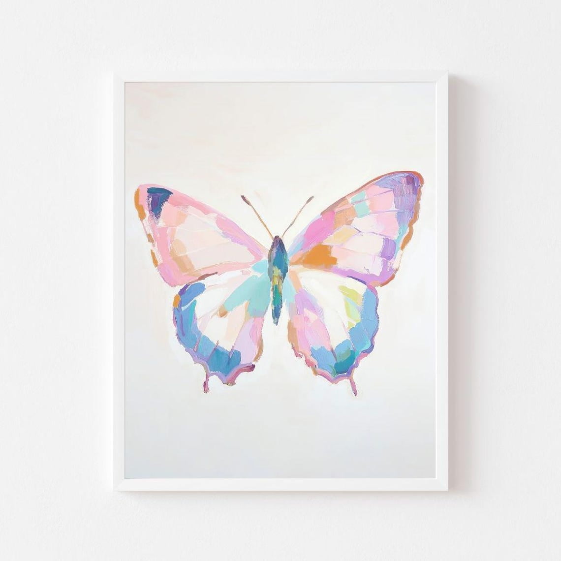 Kna Prints - Pastel Abstract Butterfly Painting Colorful Insect Wall Art Print Animal Watercolor ...