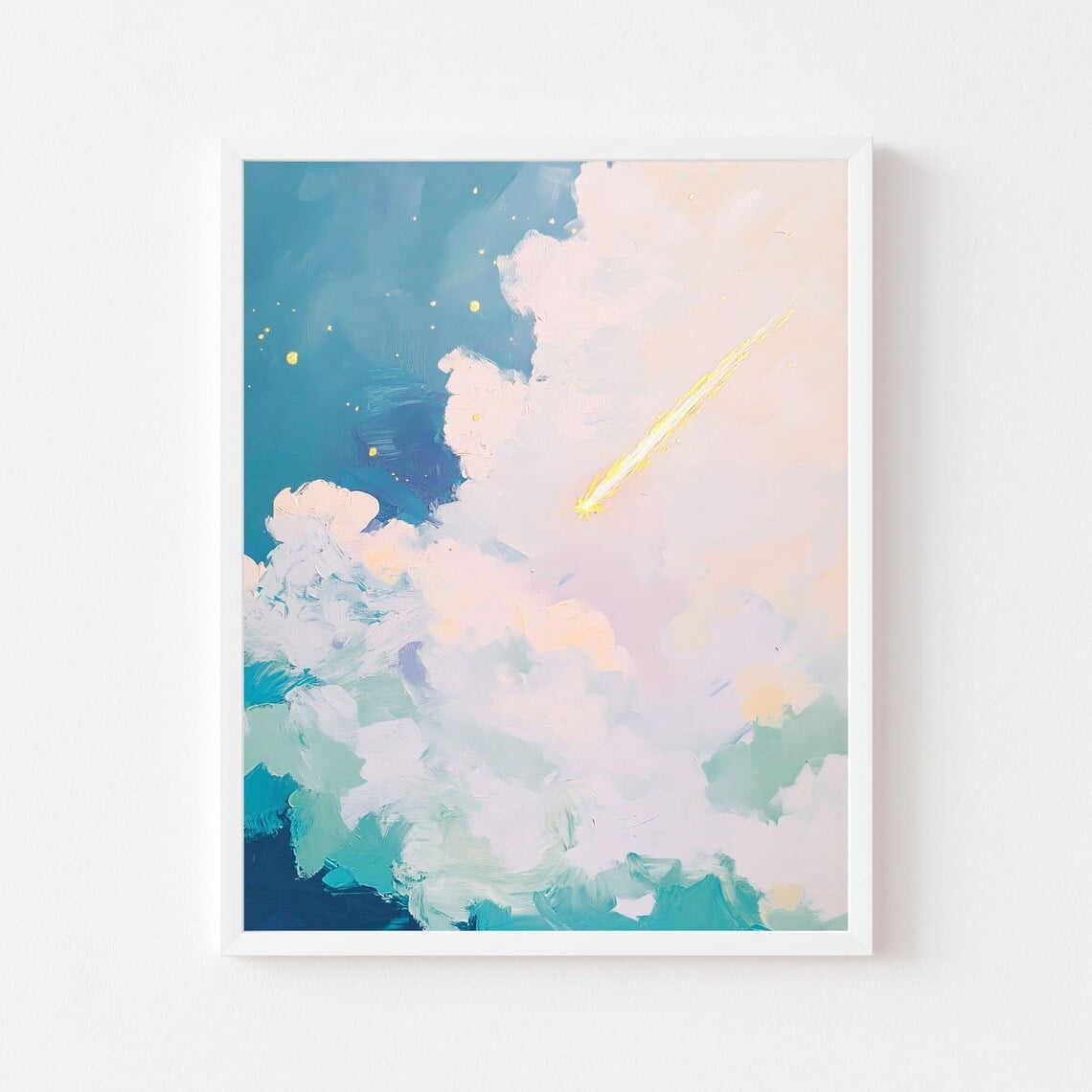 Kna Prints - Pastel Shooting Star Painting Colorful Night Sky Wall Art ...