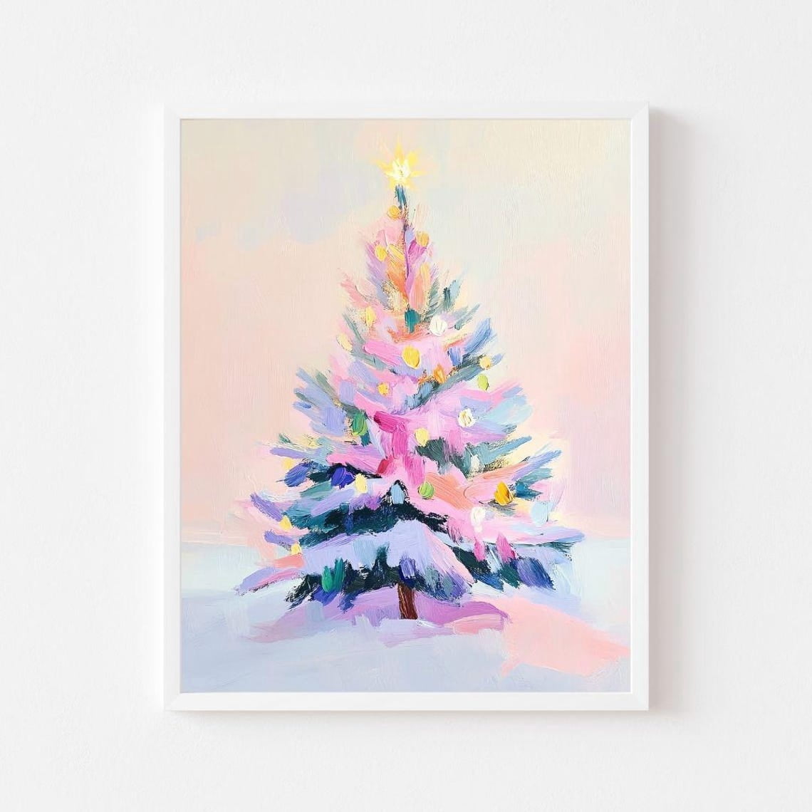 Kna Prints - Pastel Tree Abstract Painting Rainbow Holiday Lights Wall ...