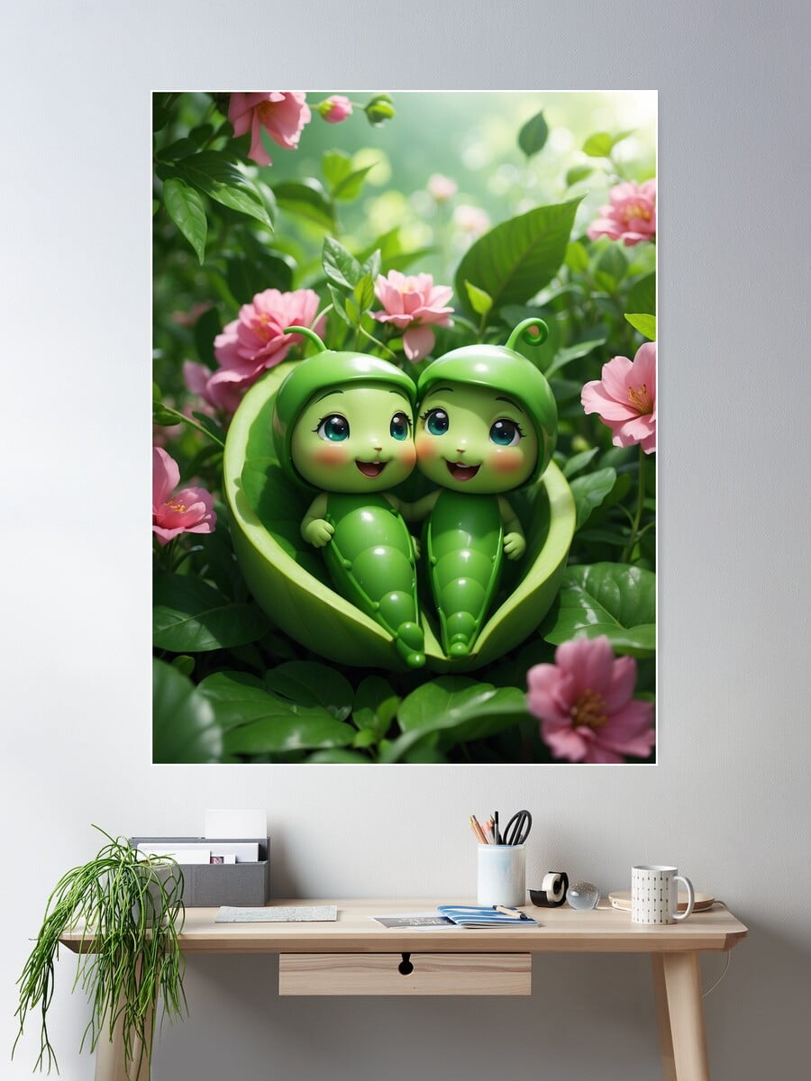 Kna Prints - Peas & Love - Cartoon Illustration Of Peas In A Pod ...