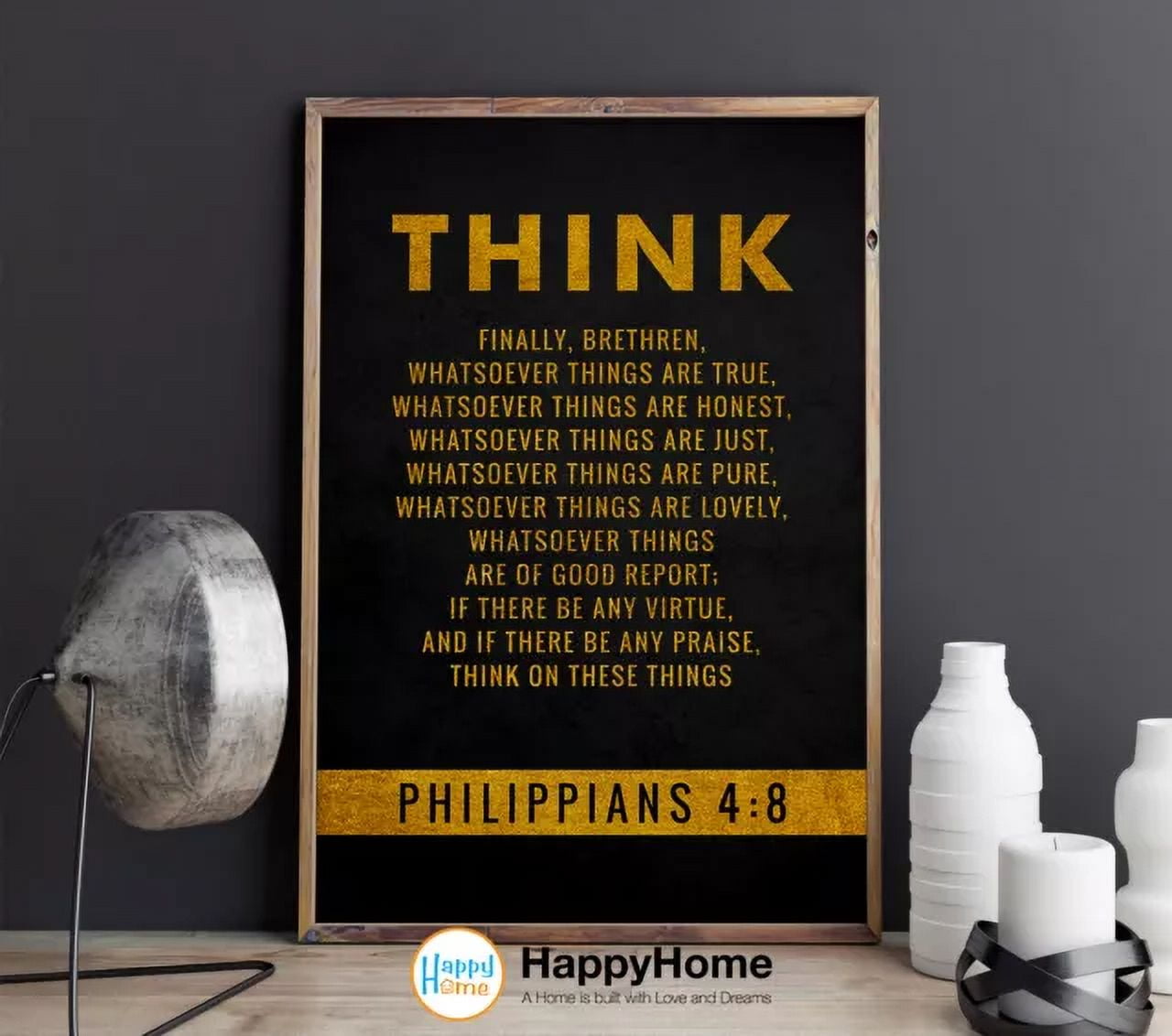 Kna Prints - Philippians 4:8 Think Bible Verse Wall Art Bible Christian ...