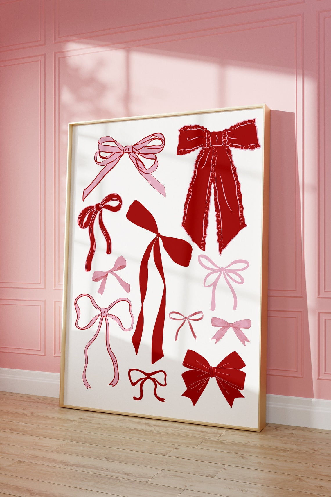 Kna Prints - Physical Print Pink And Red Bow Coquette Ribbon Coastal ...