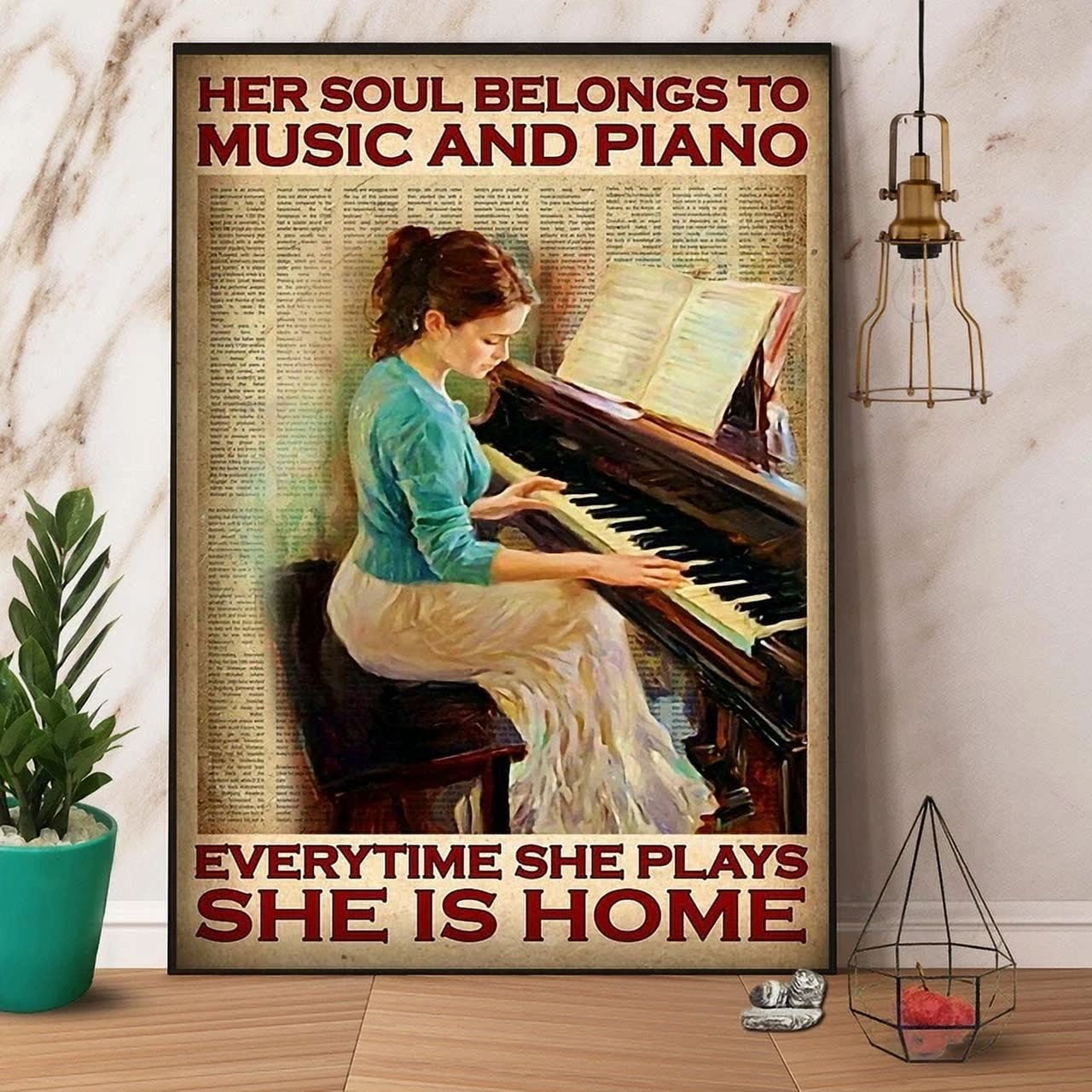 Kna Prints - Piano Girl Her Soul Belongs To Music And Piano Vintage ...