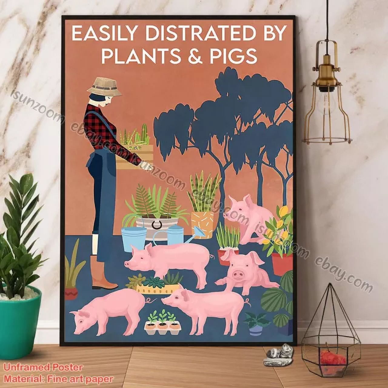 Kna Prints - Pigs & Gardening Easily Distracted By Plants & Pigs Paper ...