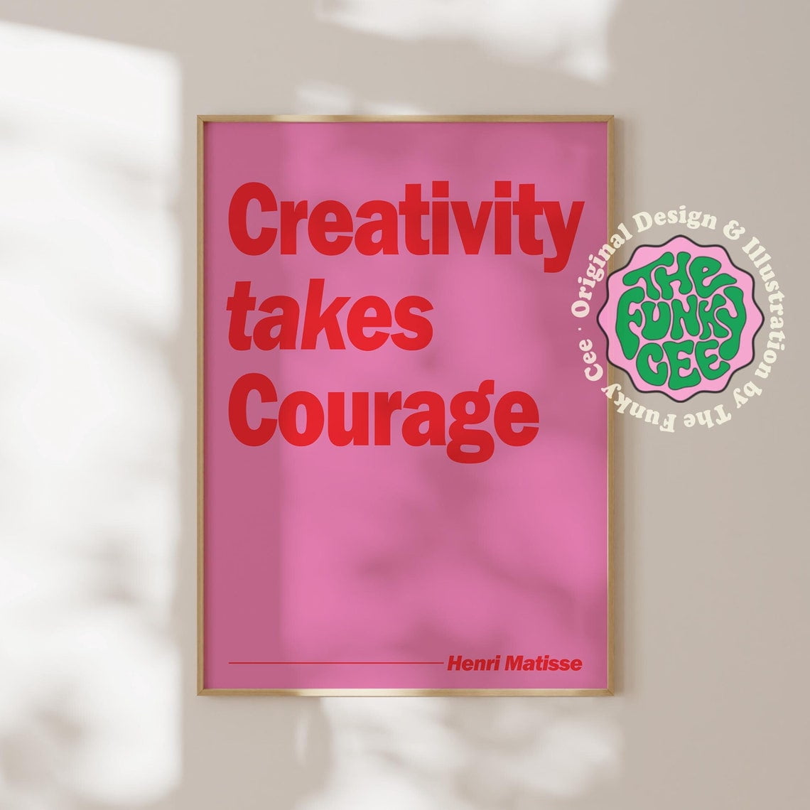 Kna Prints - Pink Creativity Quotes Trendy Wall Art Retro Wall Print ...