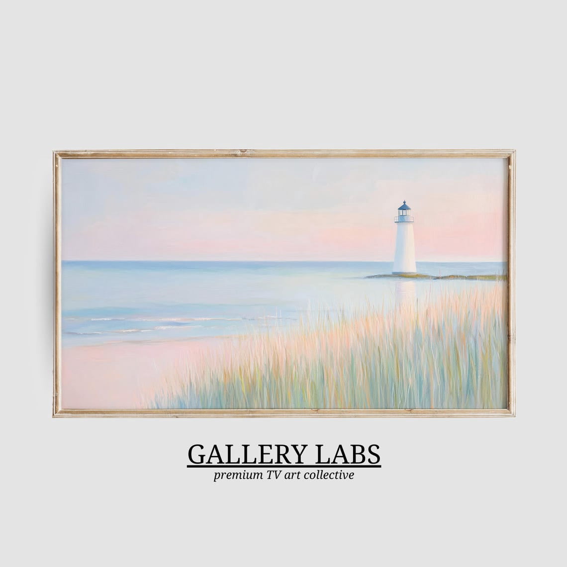 Kna Prints - Pink Lighthouse Painting Samsung Frame Tv Art Â€¢ Beach ...