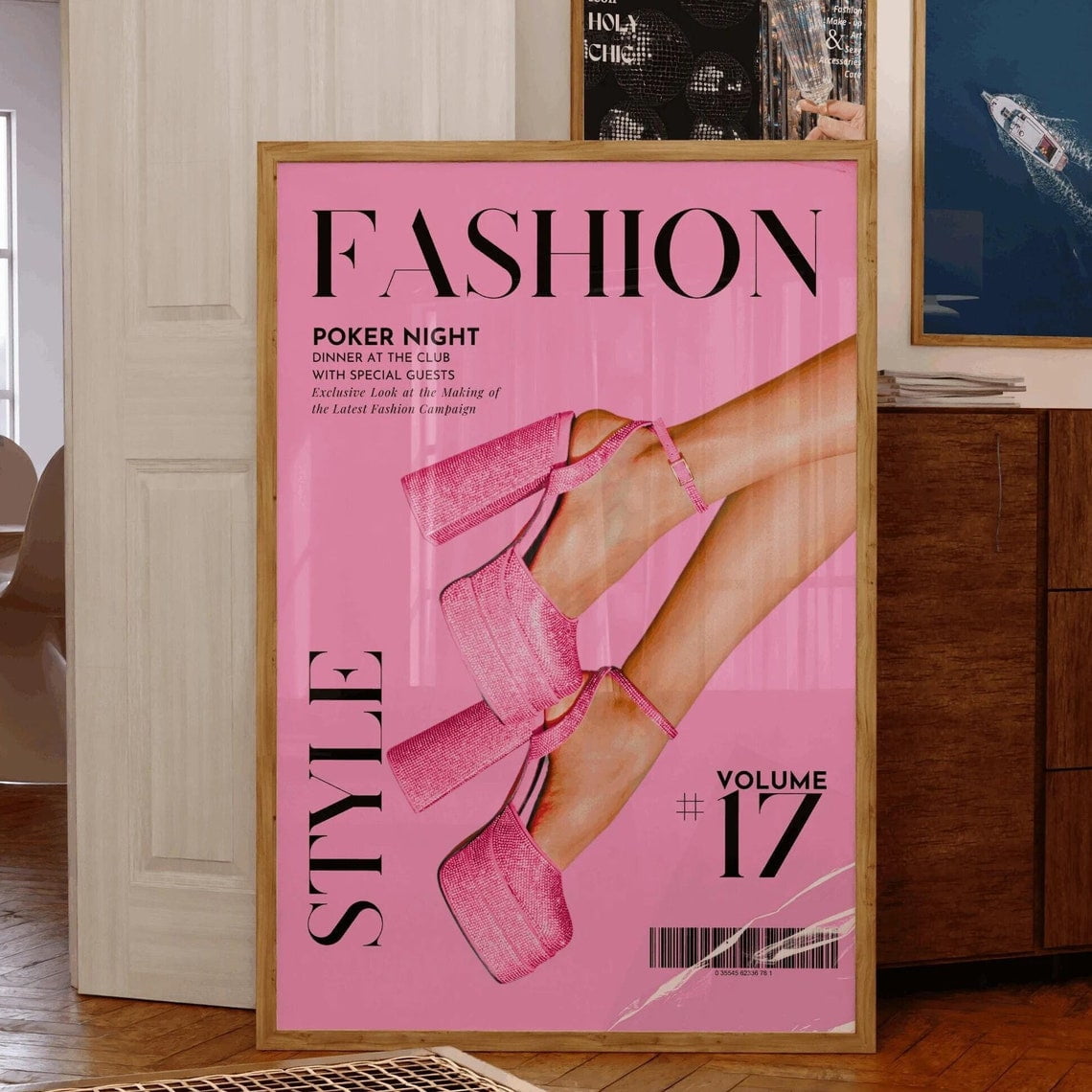 Kna Prints - Pink Magazine Cover Poster, Fashion Print, Pink Shoes ...